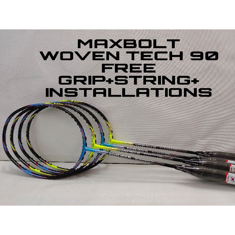 Racket MAXBOLT WOVEN TECH 90 (100% ORIGINAL) MAX TENSION 35Lbs | Shopee ...