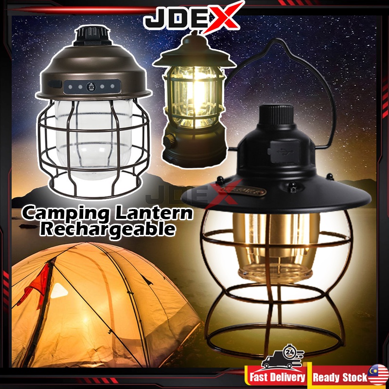 JDEX Vintage Camping Light Lantern Rechargeable LED Retro Outdoor Light ...