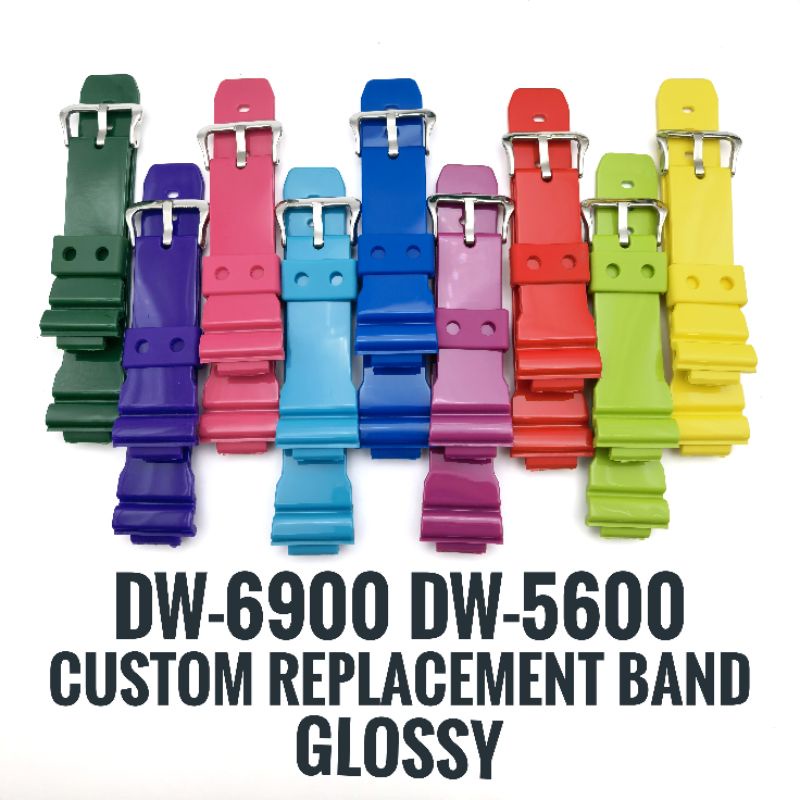 CASIO G-SHOCK DW-6900 6900/5600 CUSTOM REPLACEMENT GLOSSY BAND. FREE TOOLS AND SPRING BAR ...
