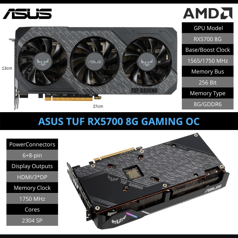 *Ready stock AMD Asus TUF RX5700 8G Gaming OC GDDR6 Graphic card GPU | Shopee Malaysia