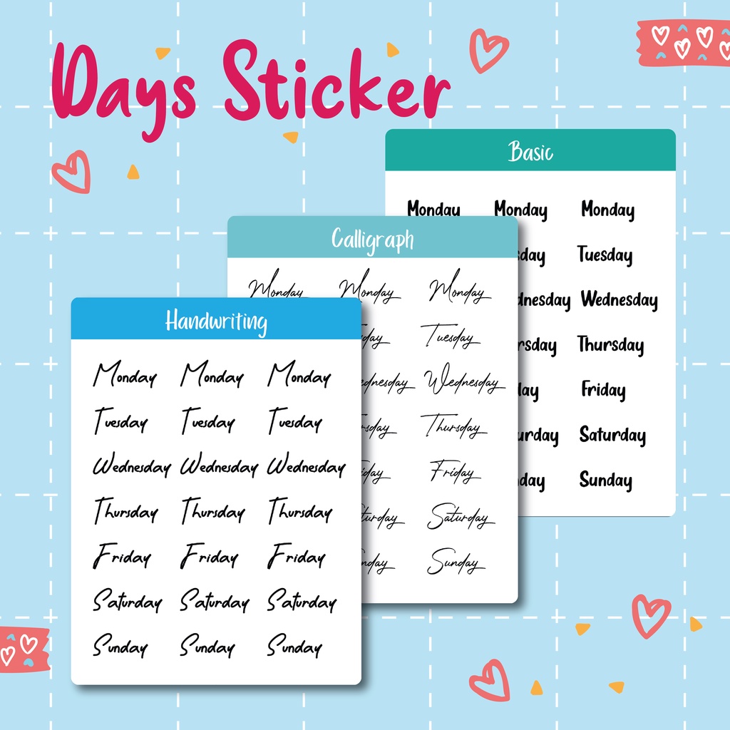 Days Wording Planner Sticker | label sticker for planner | Shopee Malaysia
