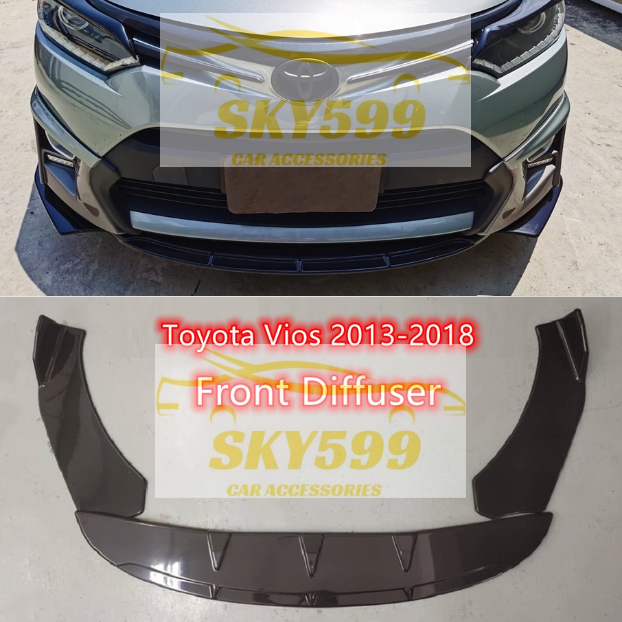 Toyota Vios 2013-2018 Front Bumper Diffuser Lip Wrap Angle Splitters ...