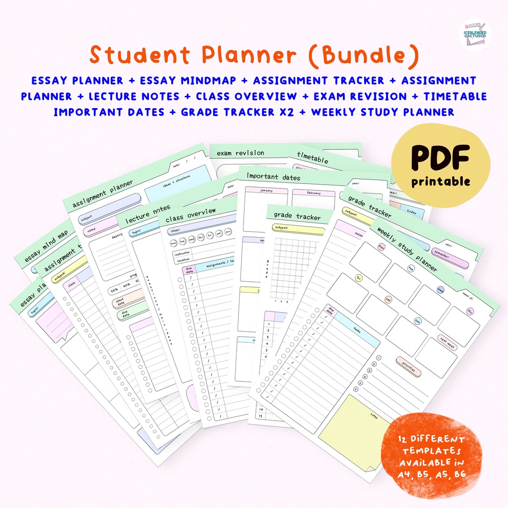 (Series E) Color/Colorless Student Study Project Planner - Assignment ...