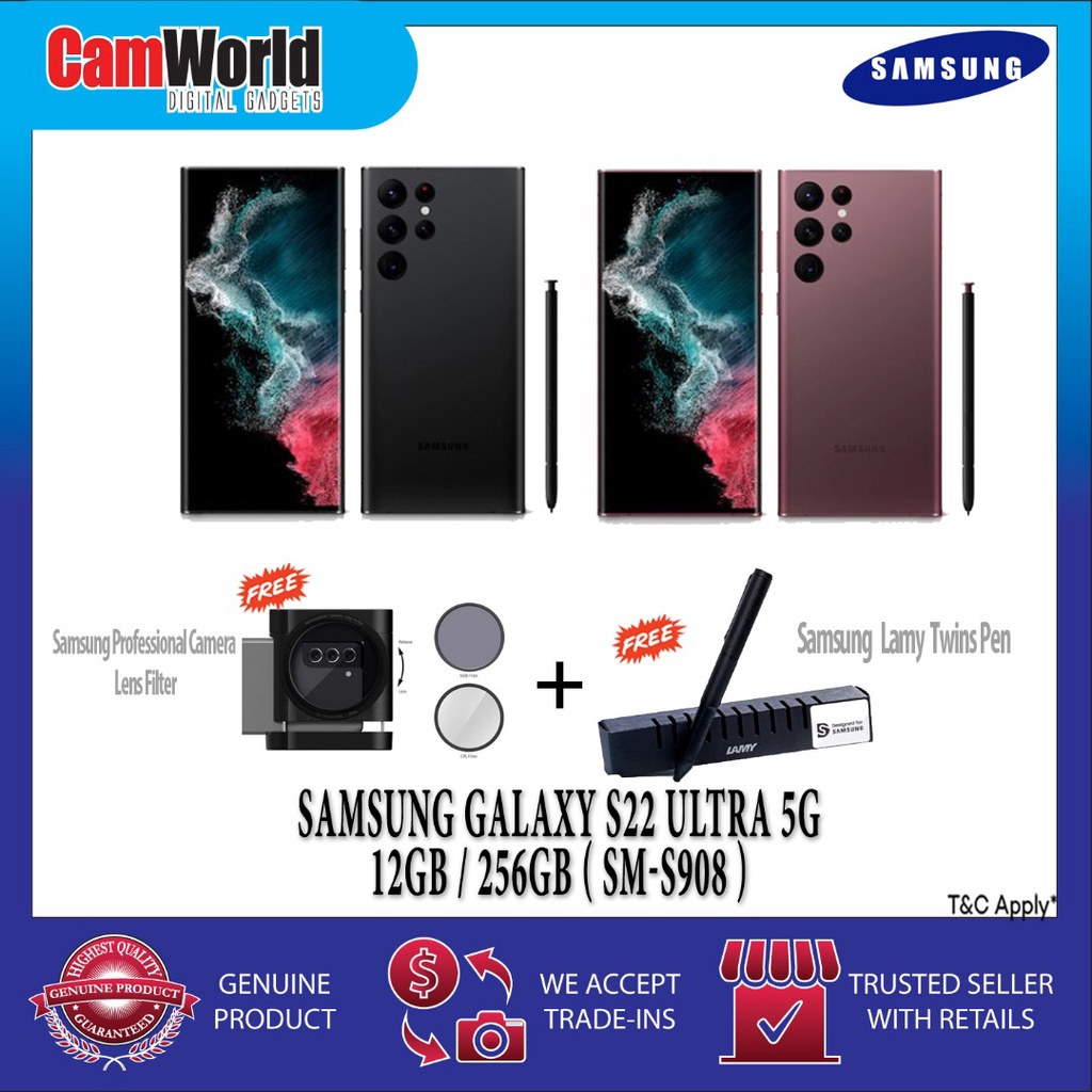 NEW Samsung Galaxy S22 Ultra 5G ( SM-S908 ) ( 12GB + 256GB ) With Filter & Lamy | Shopee Malaysia