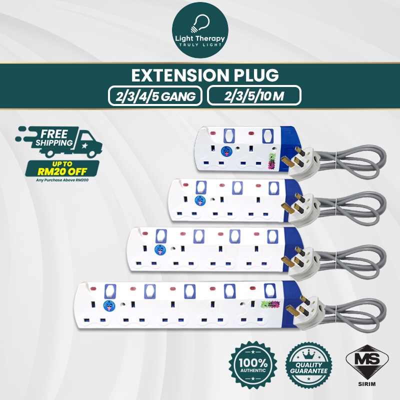 Extension Socket Multiple Plug Adaptor Trailing With Neon Extension Wire Trailing Socket Plug TV ...