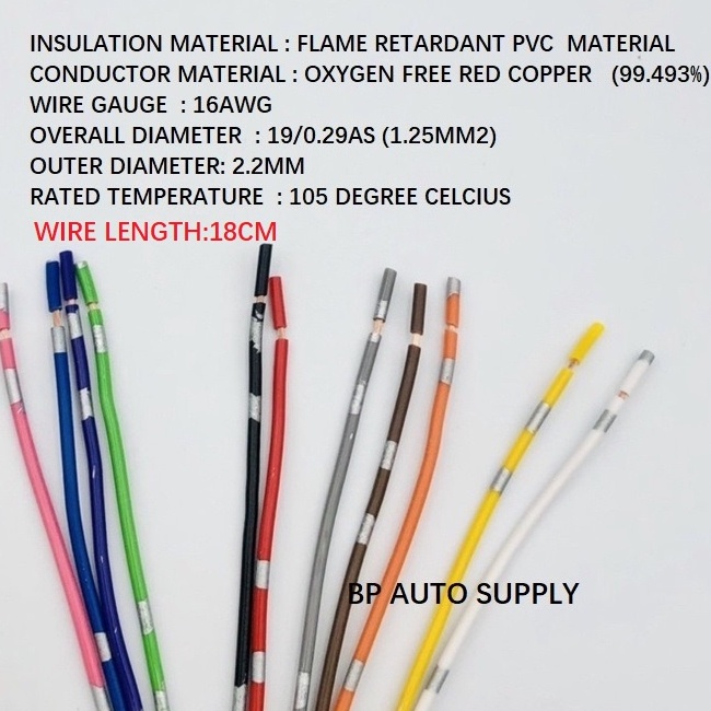 11 Colour 18CM 1.25MM2 AVSS Pure Copper Anti Flame Automotive Wire ...