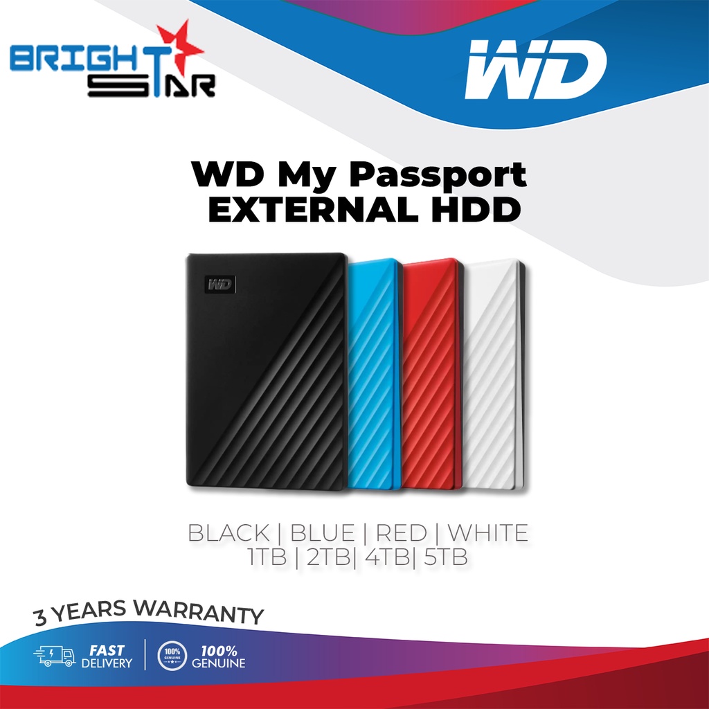 WD WESTERN DIGITAL MY PASSPORT EXTERNAL PORTABLE HARD DRIVE 1TB/2TB ...
