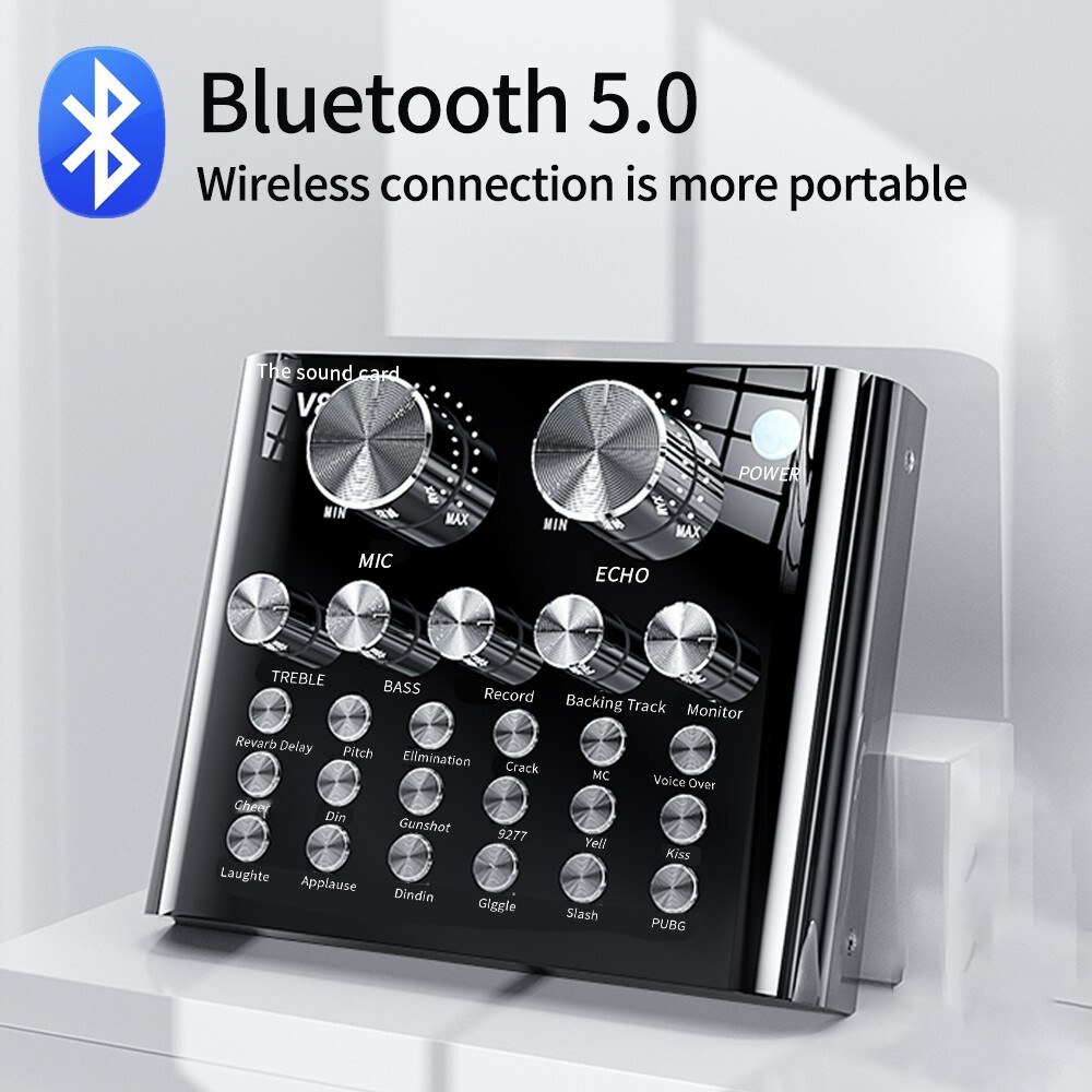 V8Audio USB (BLUETOOTH) Webcast Live Sound Card for Phone Computer ...