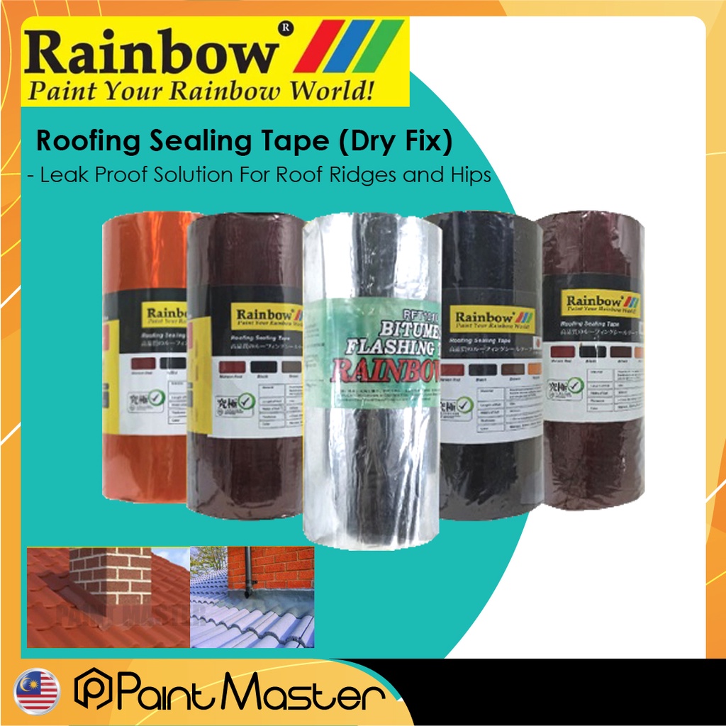 RAINBOW TAPE Dry Fix Roof Ridge Leak Proof Bitumen Poly Tape Flash Band ...