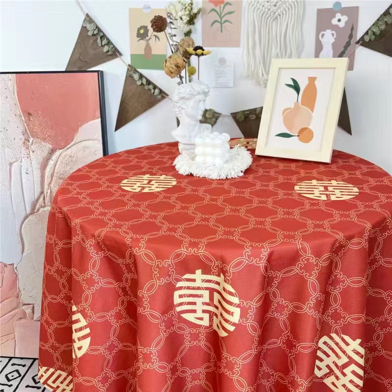 Chinese Style Wedding rectangle Red Table Cover Water-proof Coffee ...