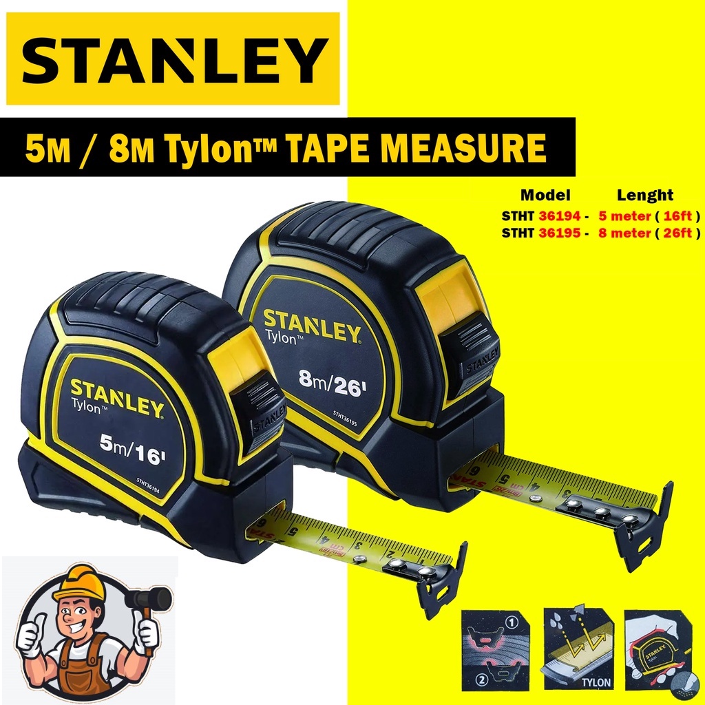 STANLEY Tylon™ MEASUREMENT TAPE #STHT36194 5M/16ft, 361958M/26ft ...