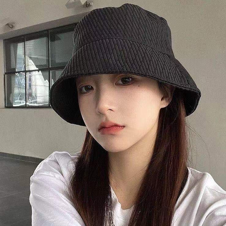 Japanese Striped Bucket Hat New Style Classic Versatile Twill Student ...
