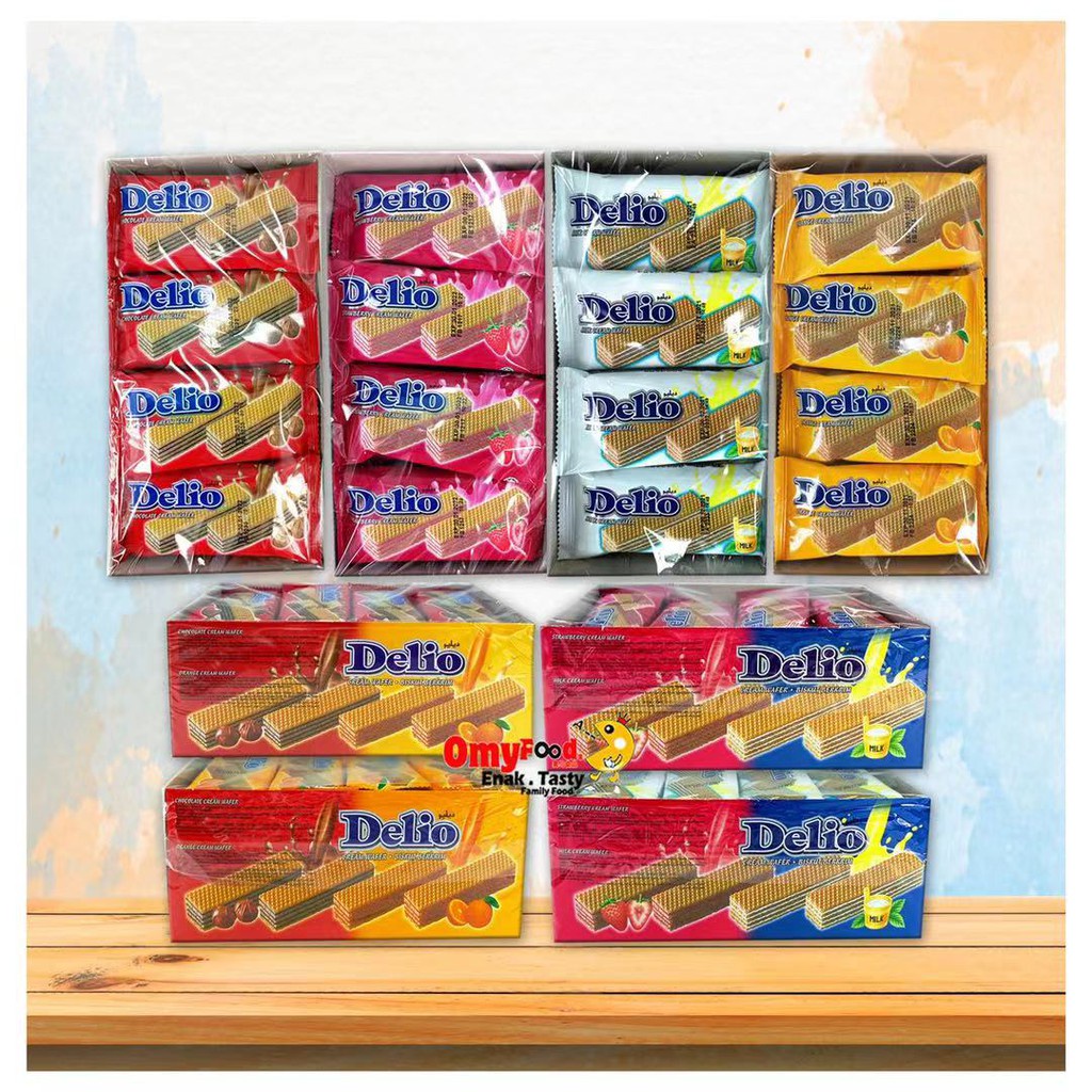 16g x 24pcs Delio Cream Wafer [Chocolate / Strawberry / Milk / Orange ...