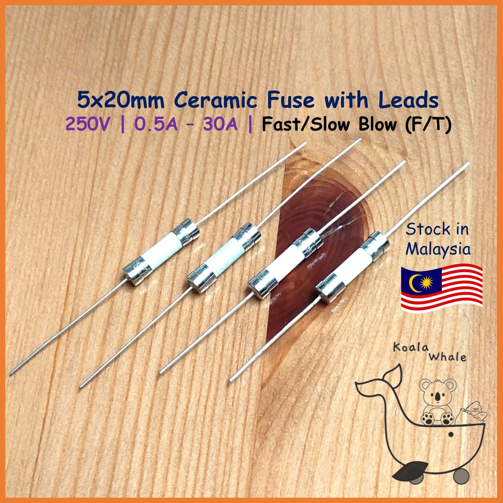 Ceramic Fuse 5x20mm Fius Seramik 250V F T 0.5A 1A 2A 3A 3.15A 4A 5A 6.3A 8A 10A 12A 15A 20A 25A ...