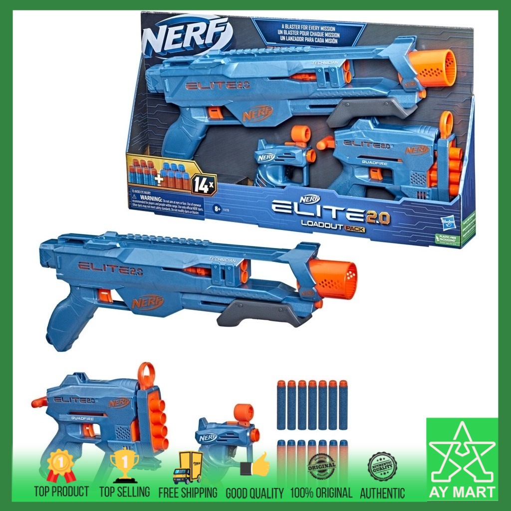 Nerf Elite 2.0 Loadout Pack with 3 Nerf Dart-Firing Blasters & 14 Foam ...