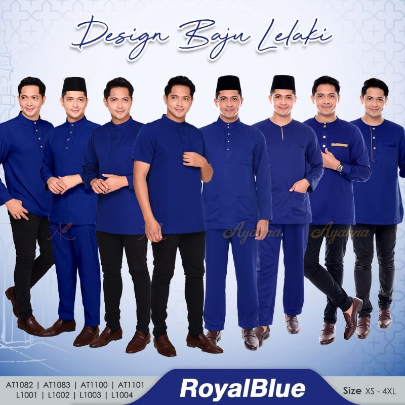 Baju Raya Color Royal Blue Kurta dan Baju Melayu Sedondon (Ready Stock ...