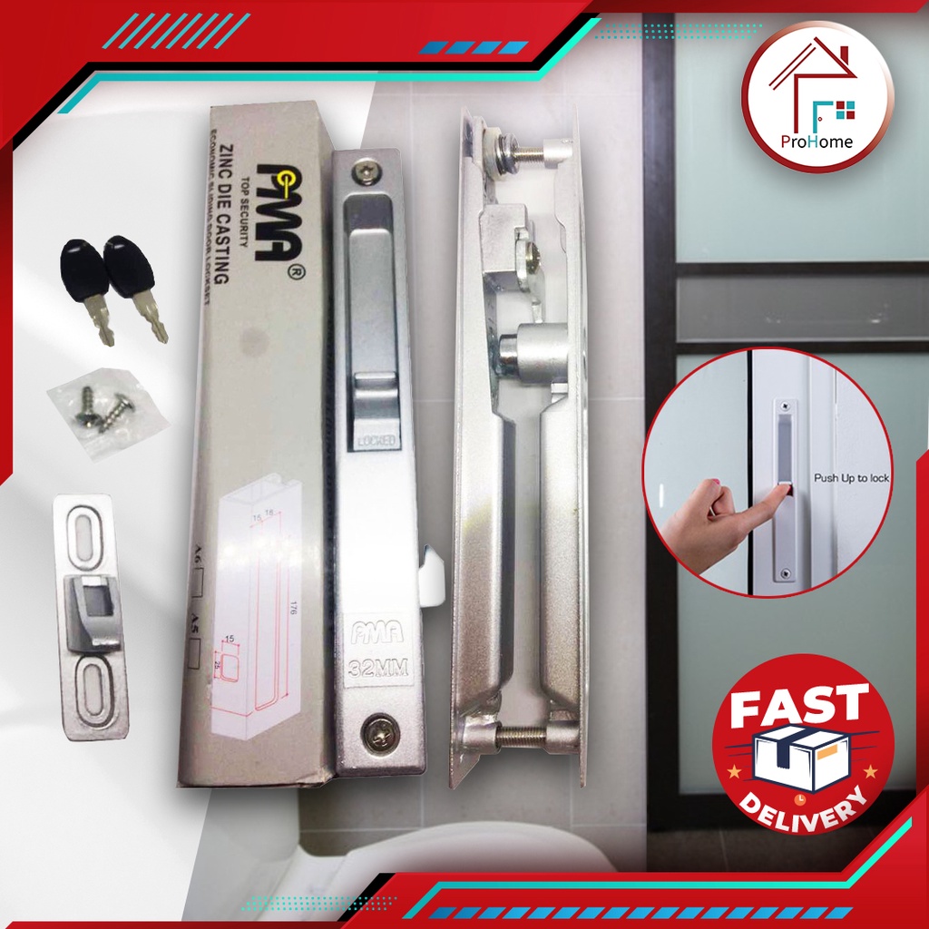 Aluminium Alloy sliding Glass Window Hook Lock 32mm /Set Kunci Sliding ...
