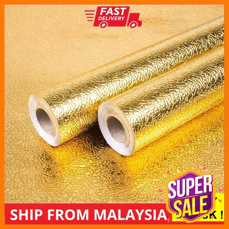 Gold Aluminum Foil Paper Kitchen Tiles Furniture Cabinet DIY Waterproof ...