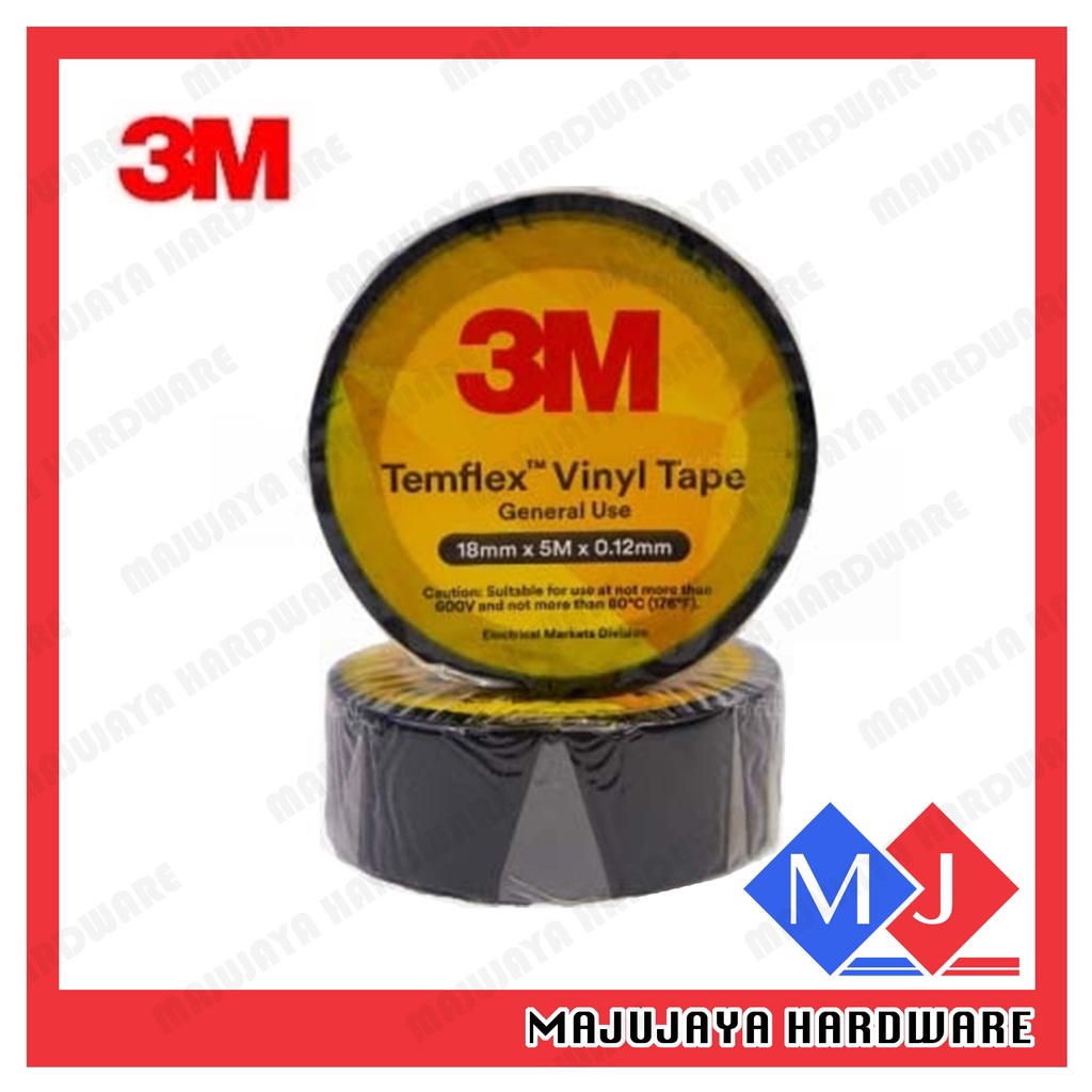 3M Temflex PVC Insulation Electrical Waterproof Wire Wayar Black GU Tape Wire Tape PVC ...
