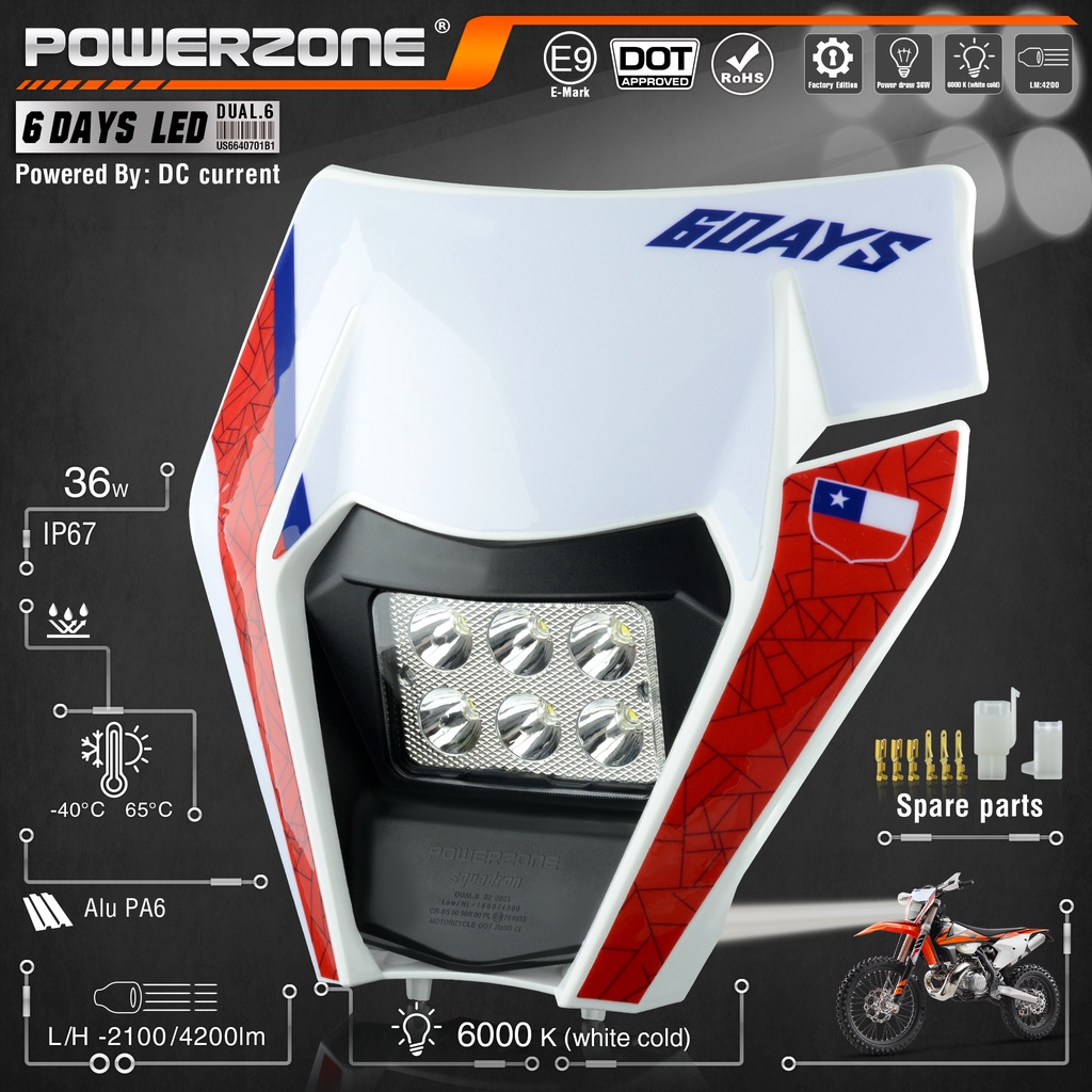 PowerZone Motorcycle LED Headlight Headlamp Head Light Supermoto ...