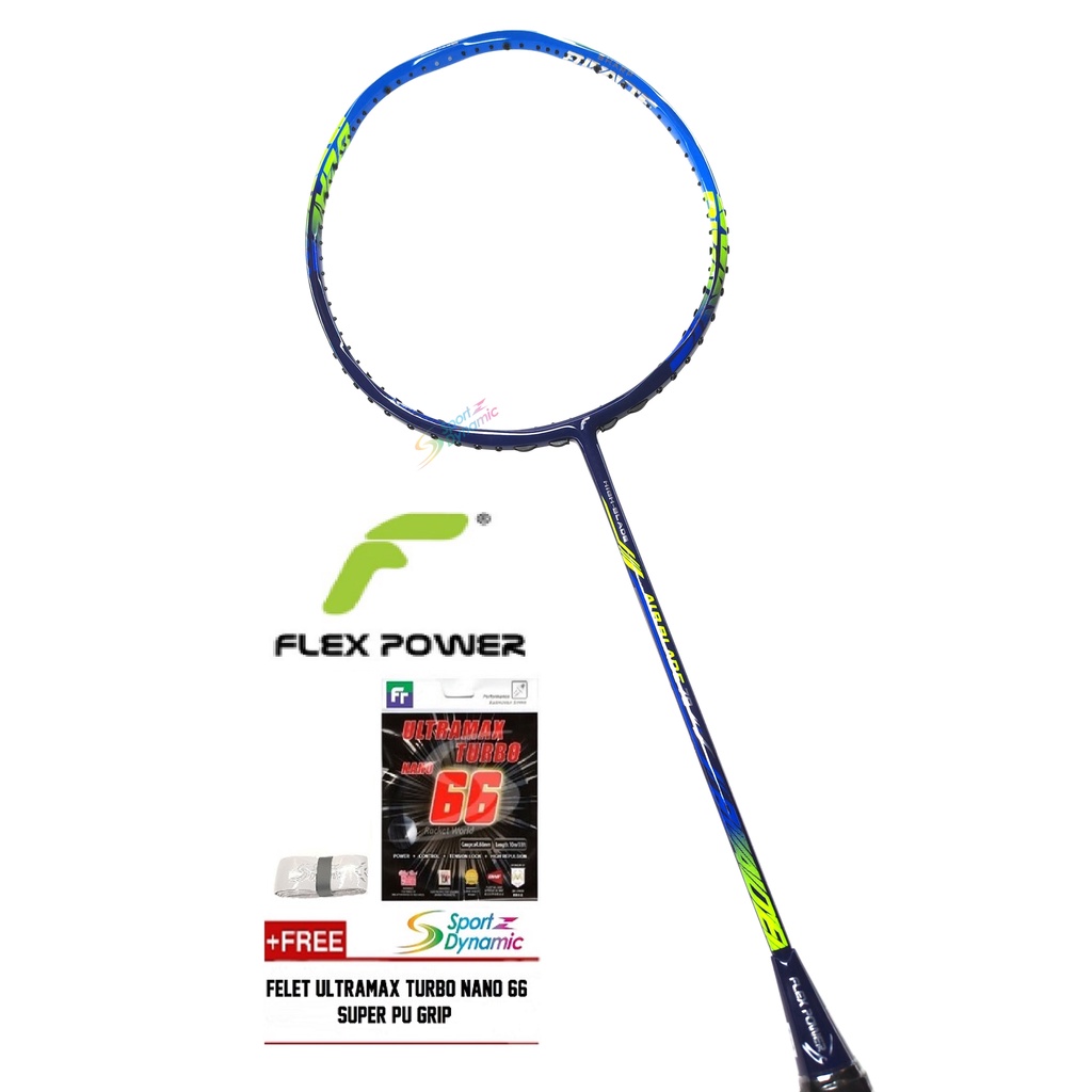 FLEX POWER AIR BLADE 78 BADMINTON RACKET (BLUE/GREEN)(FREE FELET ...