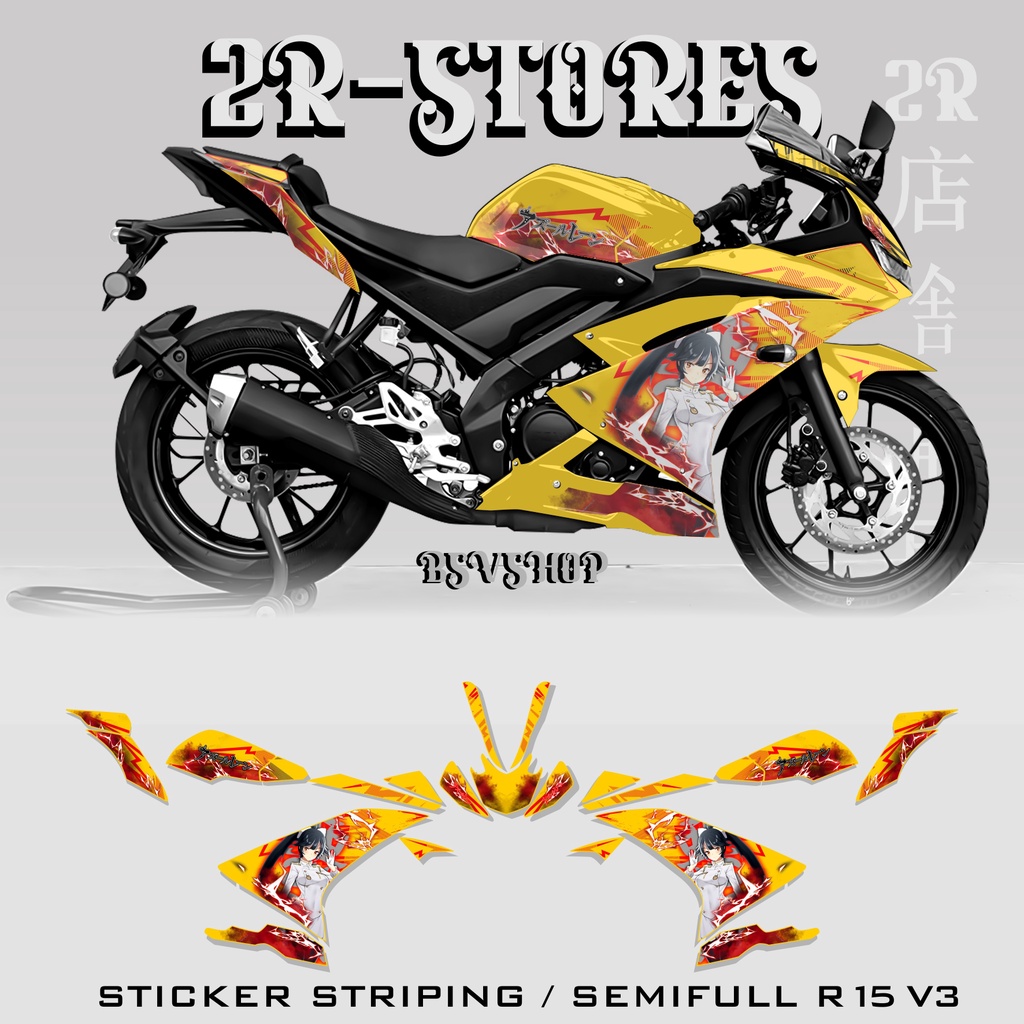 Striping yamaha R15 V3 Sticker R15 V3 Sticker lis Body Motorcycle anime ...
