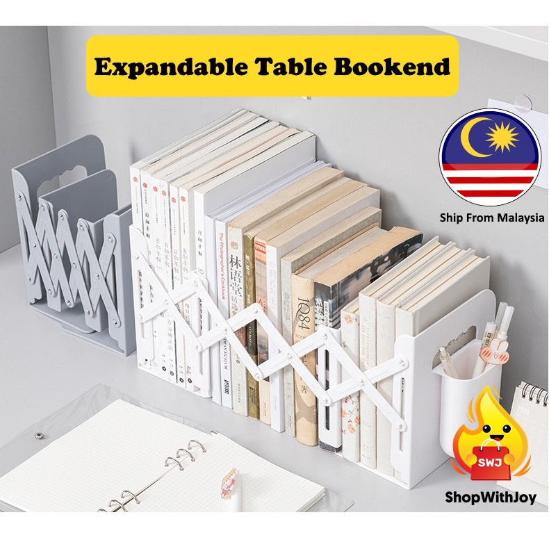 【ShopWithJoy】 Expandable Book Stand Bookends Bookshelf Book Rack ...