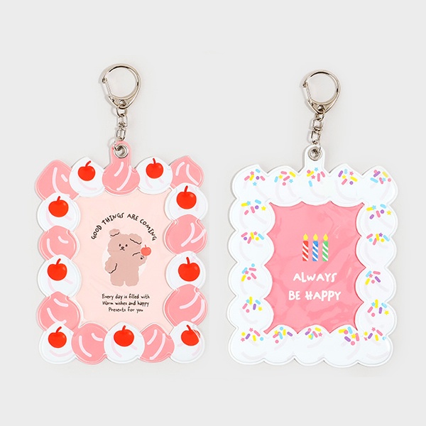 [Daiso Korea] Whipped Cream Pattern Card Keyring (Pink cream, White ...