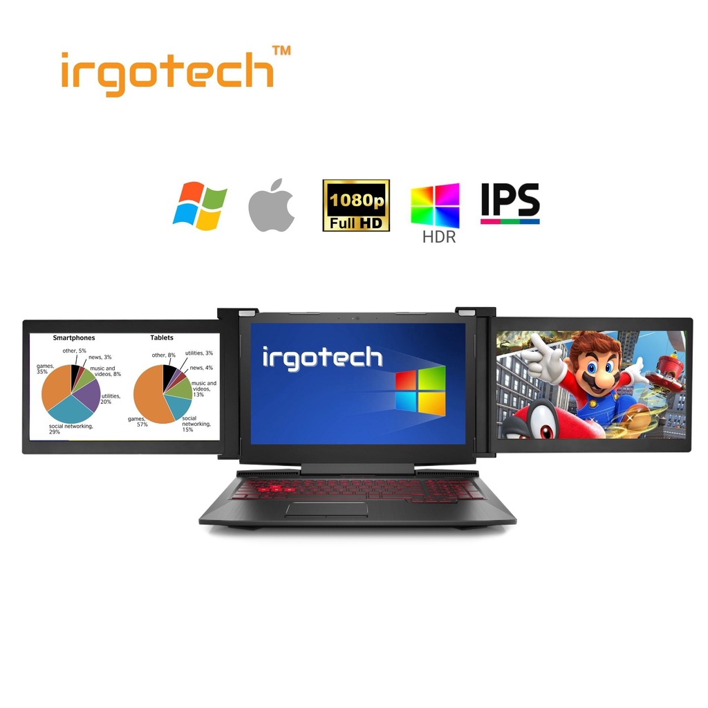 [ Local Ready Stocks ] IRGOTECH 10.'' Tri Screen Display Dual Portable ...