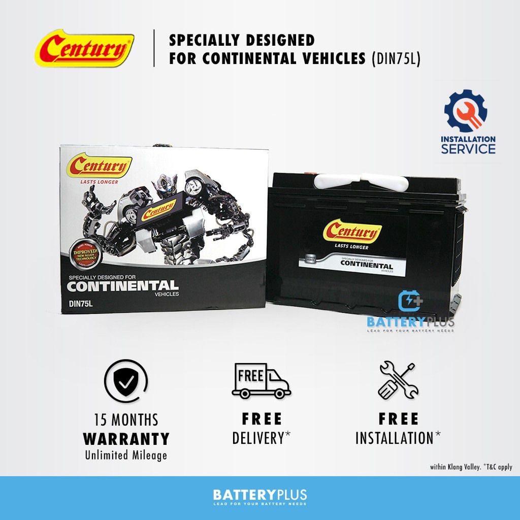 [ Installation Provided ] DIN75L | DIN75 | LN3 Century Continental (SDFC) MF Car Battery Bateri ...