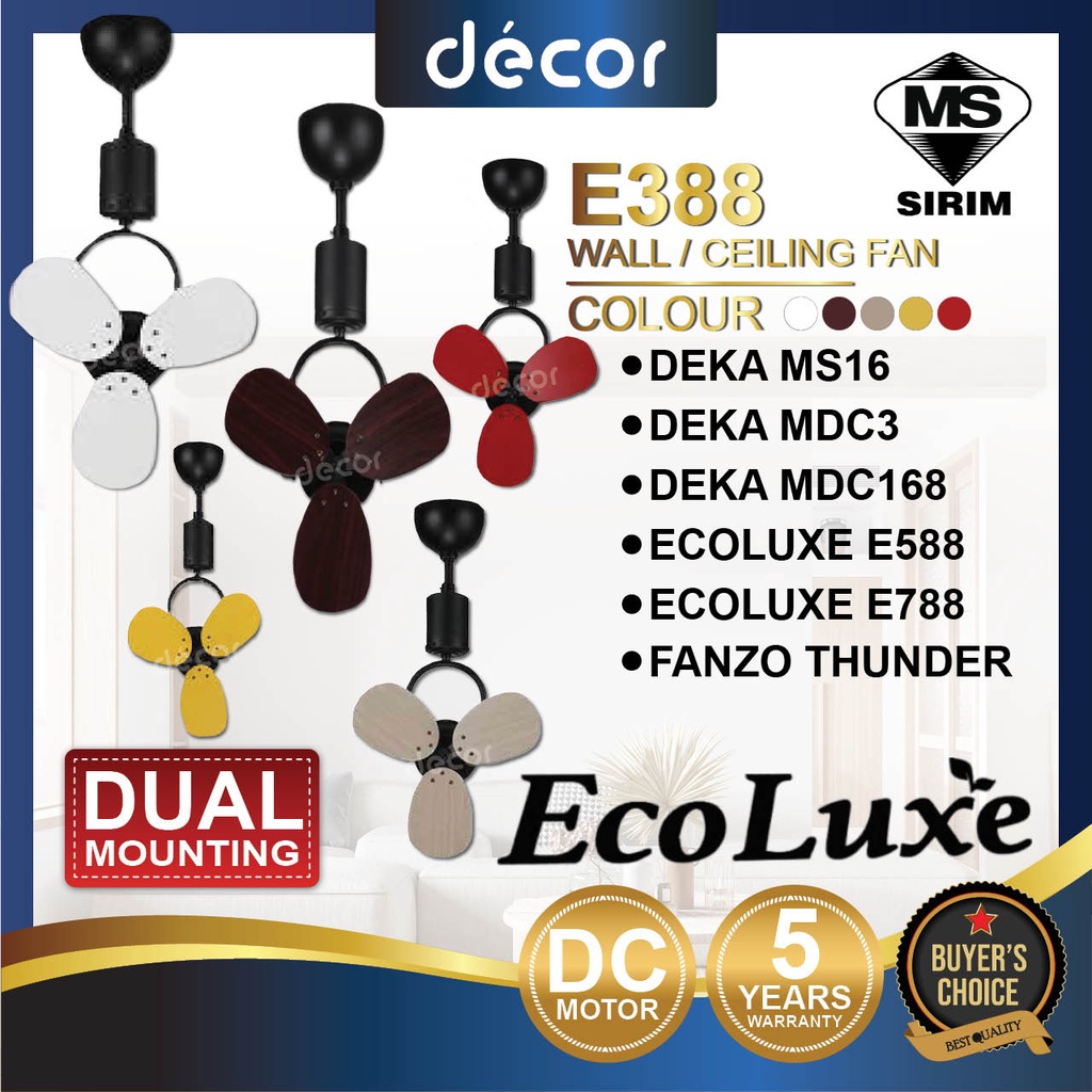 DEKA ECOLUXE Fan MS16DC E388 16'' E588 18'' FANZO THUNDER 20" Mounted ...
