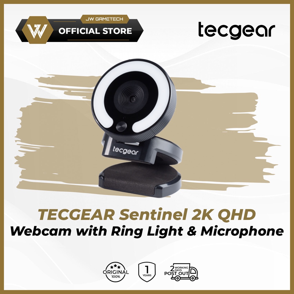 TECGEAR Sentinel 2K QHD Webcam with Ring Light & Microphone | Shopee Malaysia