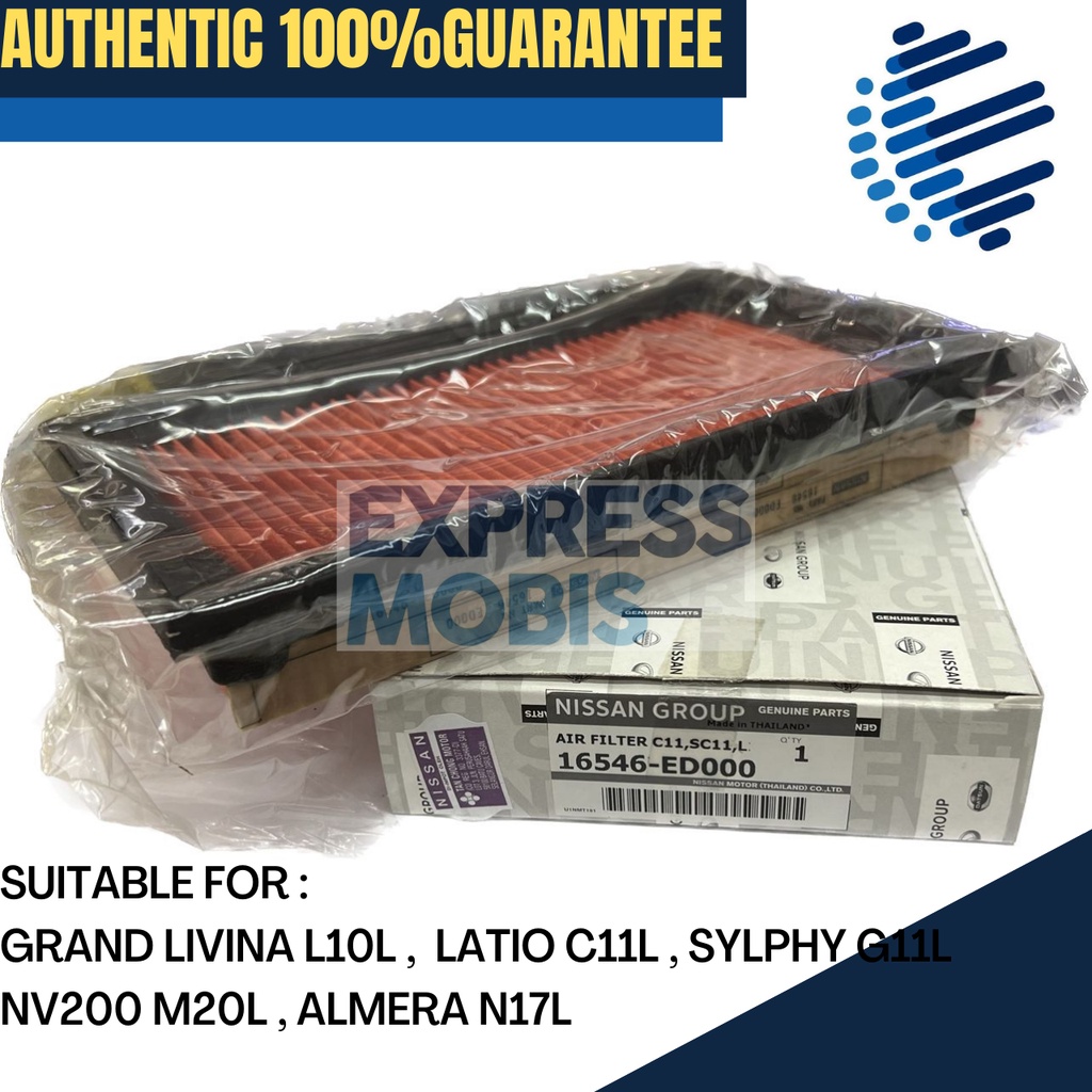 100% ORIGINAL NISSAN AIR FILTER 16546-ED000 LIVINA L10L LATIO C11L ...