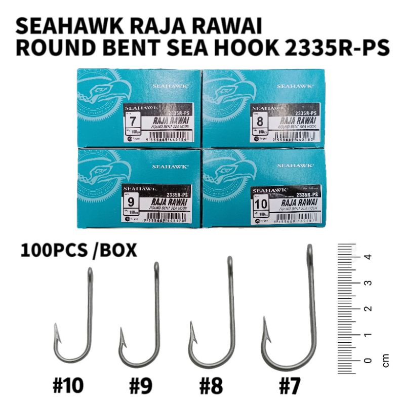 100PCS SEAHAWK RAJA RAWAI ROUND BENT SEA HOOK 2335R-PS MATA RAJA RAWAI ...