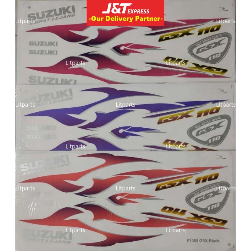 Suzuki GSX 110 (1) Body Sticker Stripe Red / Black / Green or Blue ...