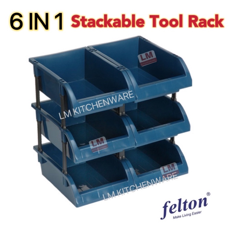 (6 IN 1) STACKABLE TOOL BOX / TOOL RACK BINS / HARDWARE ORGANISER ...