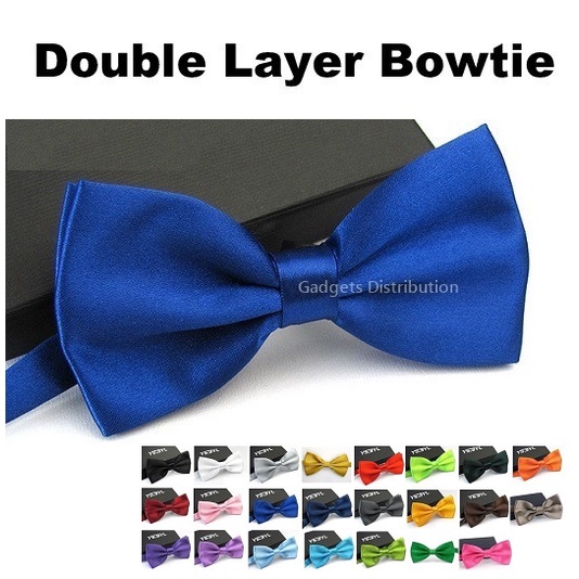 Premium Double Layer Men Man Adult Double Two Layer Plain Solid Pure Color Colour Bowtie Bow Tie ...