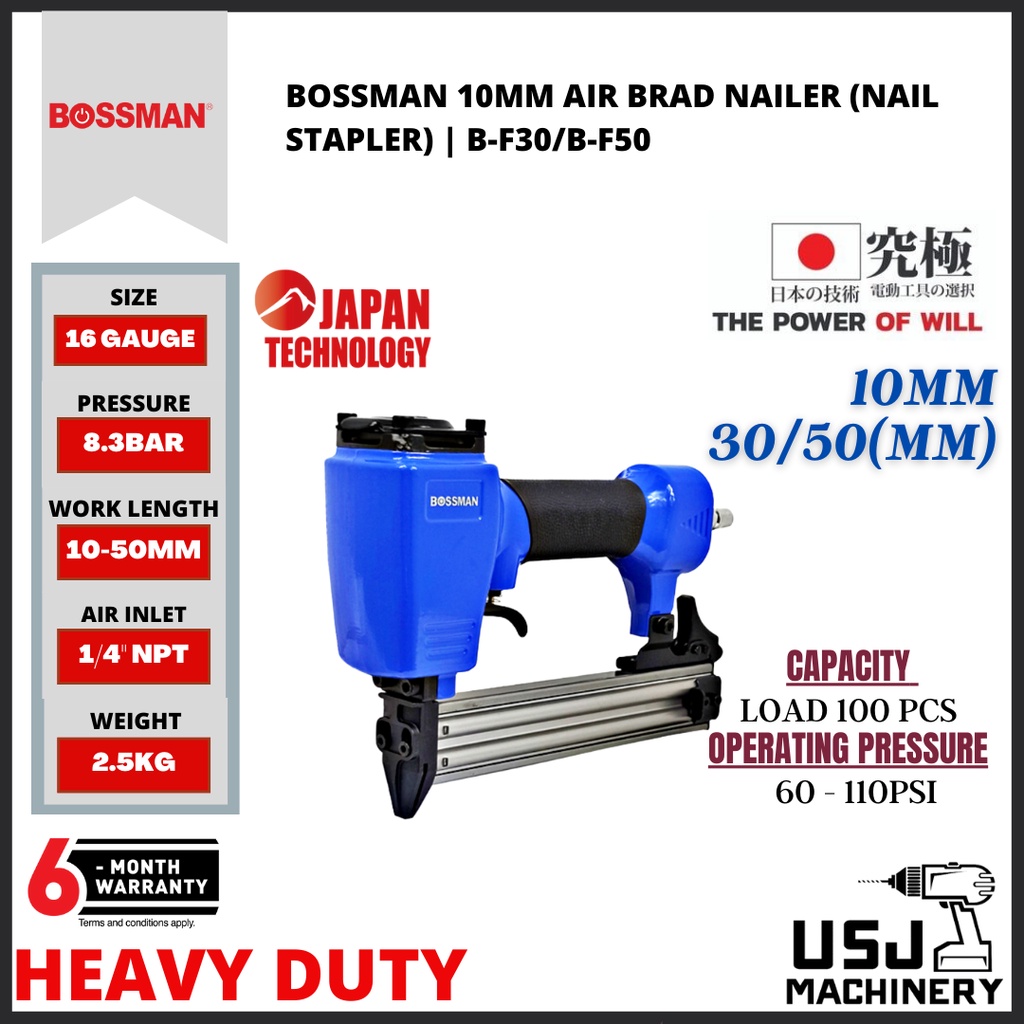 Bossman Air Brad Nailer / Air Narrow Crown Stapler / Air Medium Crown ...