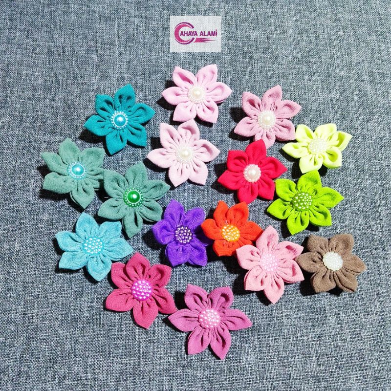 🇲🇾 Brooch Pin Bunga Kain 6 kelopak Comel Cute Premium Quality Homemade ...