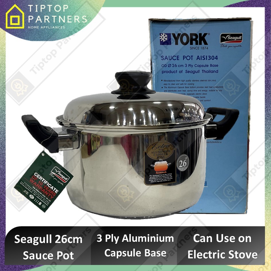 Seagull (York) Stainless Steel Sauce Pot 26cm - Made in Thailand (3 ply ...