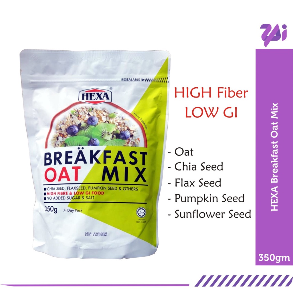 HEXA Breakfast Oat Mix ( chia seed , flax seed , pumpkin seed ) 350gm ...