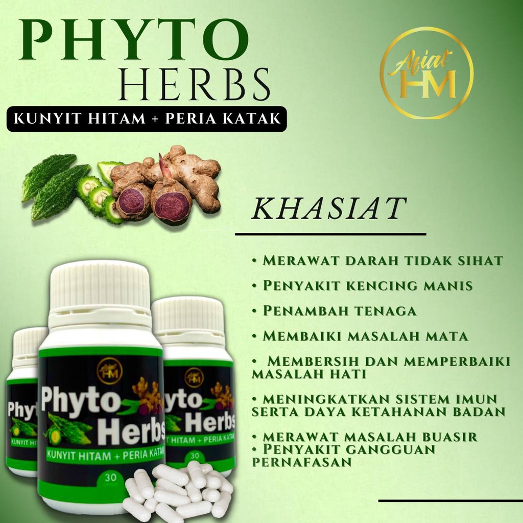 phyto herbs original ( kapsul peria katak + kunyit hitam ) | Shopee ...
