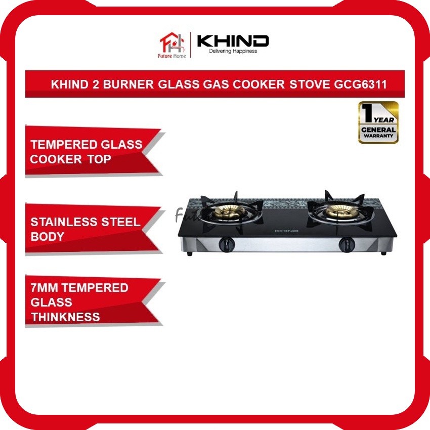 Khind 2 Burner Glass Gas Cooker Stove GCG6311 | Shopee Malaysia