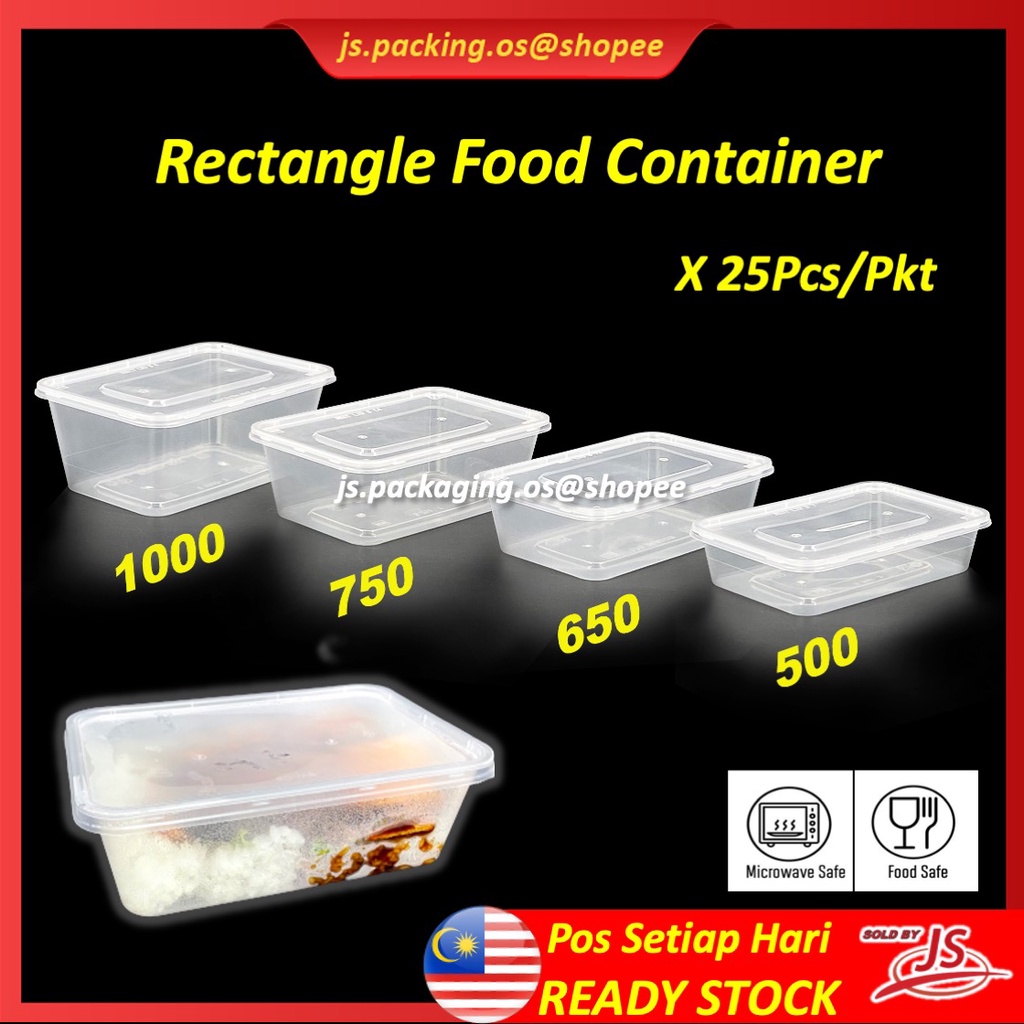 BEKAS PLASTIK MAKANAN 500ml/650ml/750ml/1000ml Rectangular Disposable ...