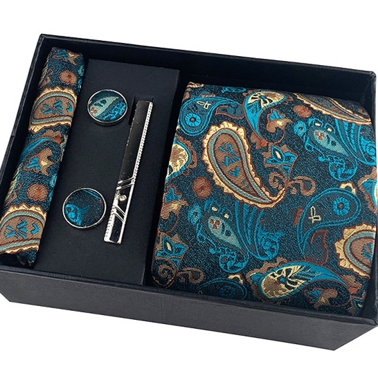 Men's Gift Box Set With Handkerchief Cufflinks Tie Clip Gift Box ...