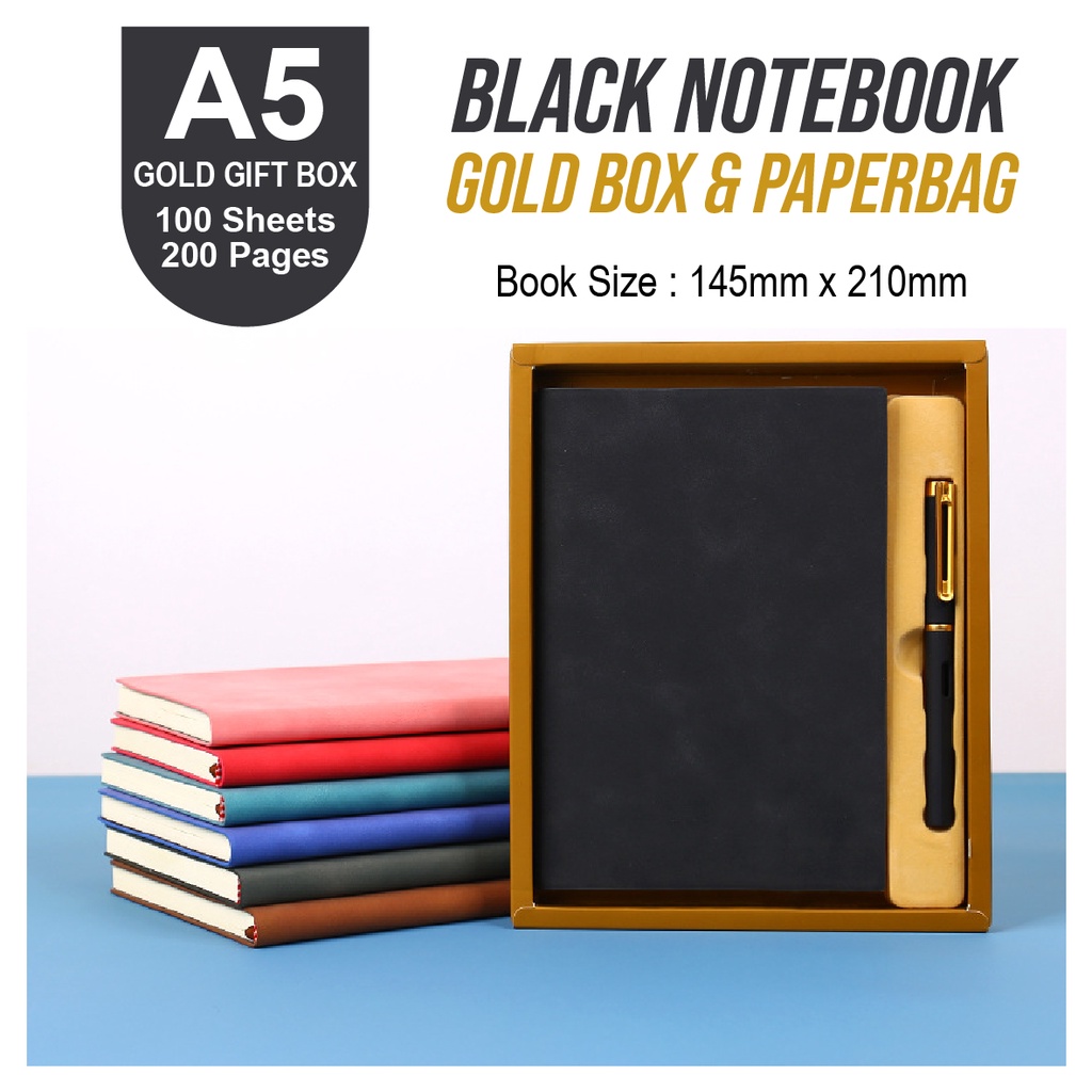 A5 Sheepskin Notebook with Pen Gift Box Set and Paper Bag Ready Stock ...