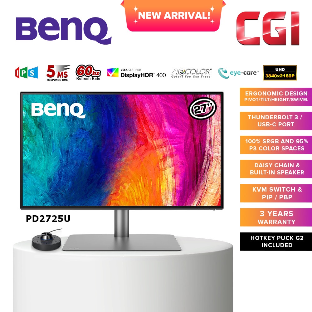 BenQ 27" PD2725U AQCOLOR 4K UHD IPS 60Hz 5ms 100% sRGB 95% P3 ...
