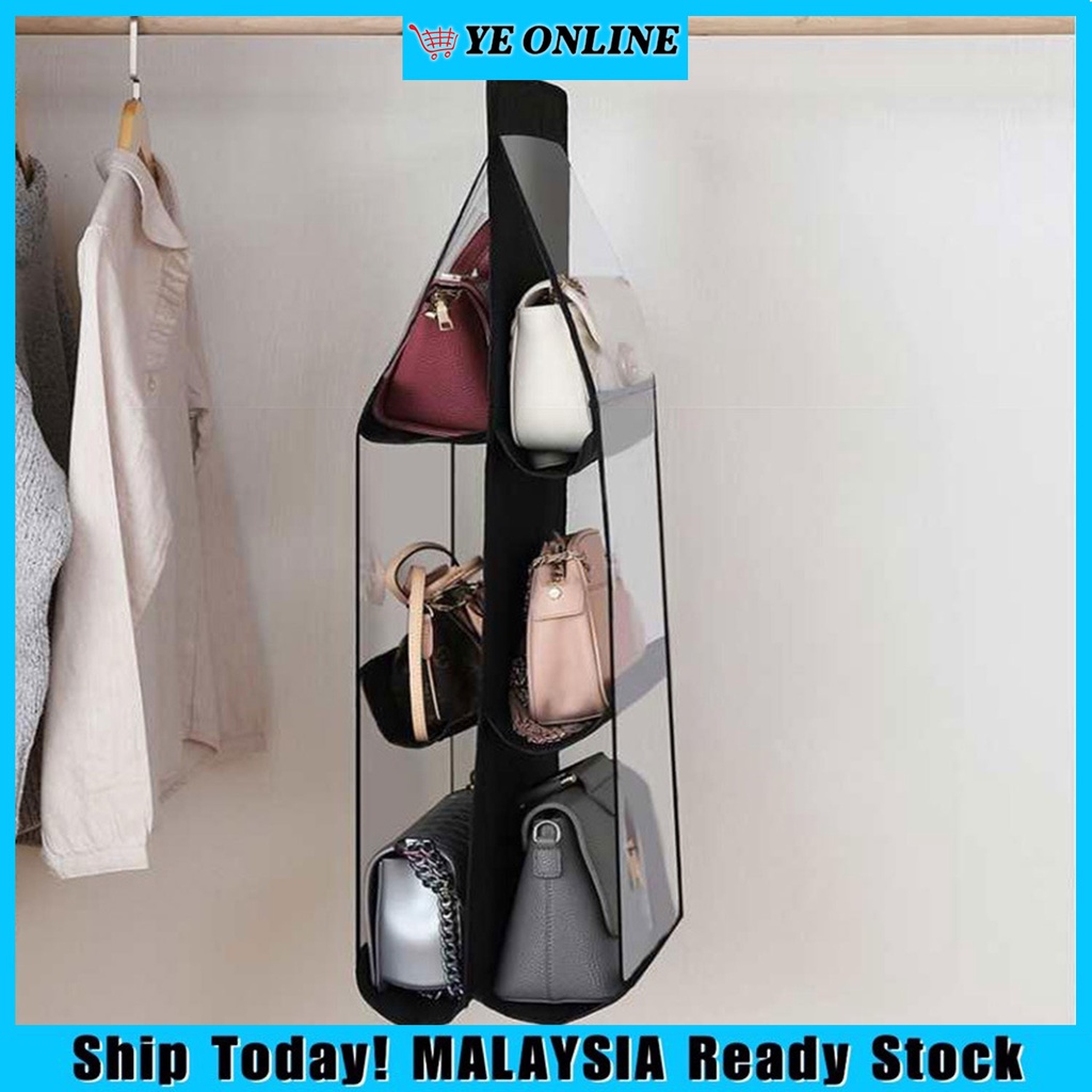 Wardrobe 6 Pocket Bag Shoe Storage Hand Bag Organizer Cupboard Closet ...