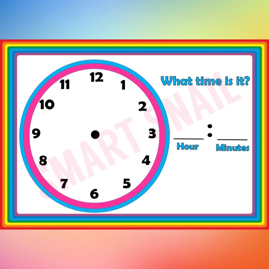 Telling Time Laminated Sheet +FREE DRY ERASE MARKER | Shopee Malaysia