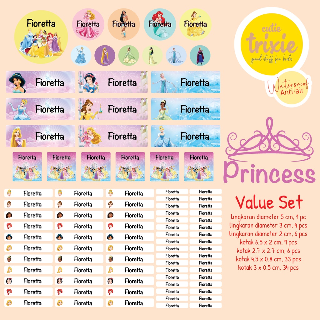 Princess Children's Name Label Sticker (Vset) | Shopee Malaysia